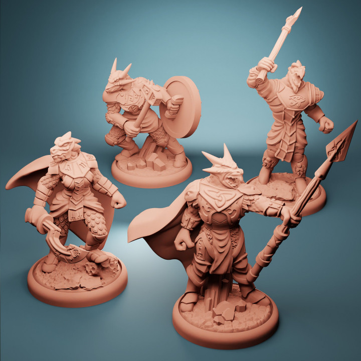 3D Printable Captains & Champions Variant Dragonborn + Weapons/Shields ...