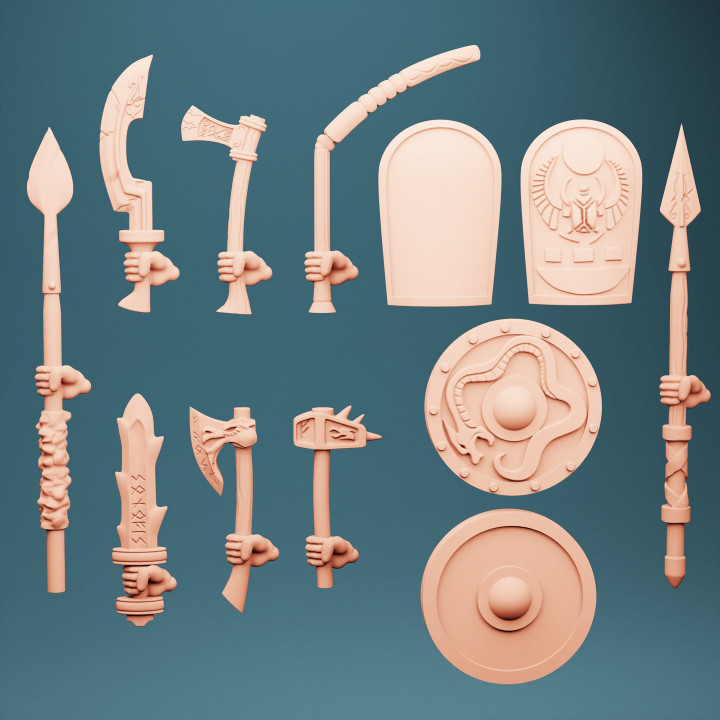 3D Printable Captains & Champions Variant Dragonborn + Weapons/Shields ...