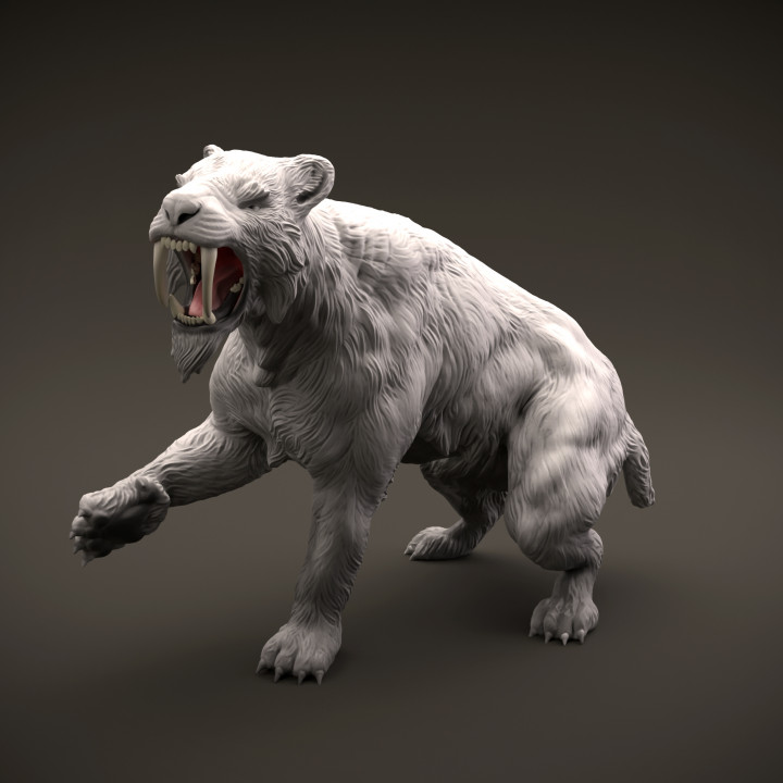 3D Printable Smilodon or Sabertooth tiger by Dino and Dog