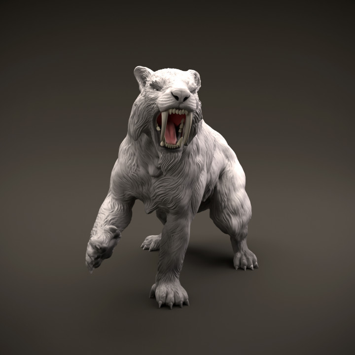 3D Printable Smilodon or Sabertooth tiger by Dino and Dog