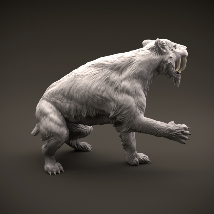 3D Printable Smilodon or Sabertooth tiger by Dino and Dog