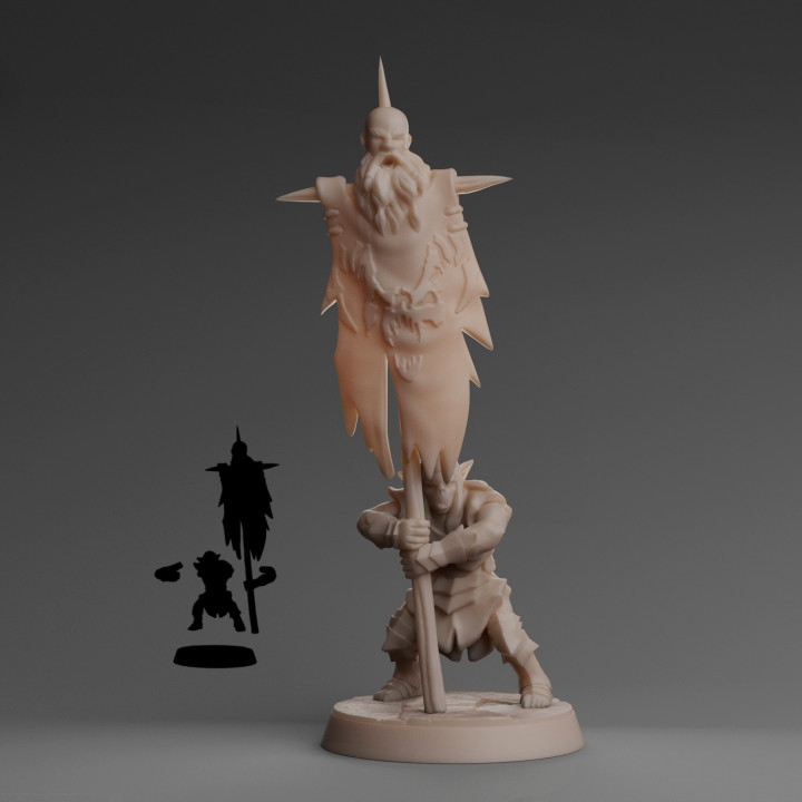 3D Printable Goblin Banner-Bearer Tabletop Miniature by The Mines