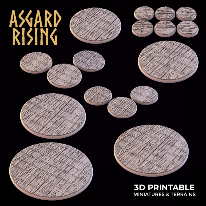 3D Printable WOODEN FLOOR THEME Round bases SET PRESUPPORTED by Asgard ...