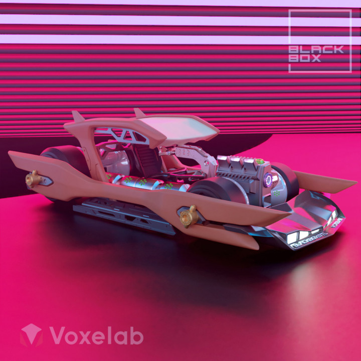 3D Printable Flint´s Car 2077 1/24th MODELKIT by black-box-MINIATURES STL