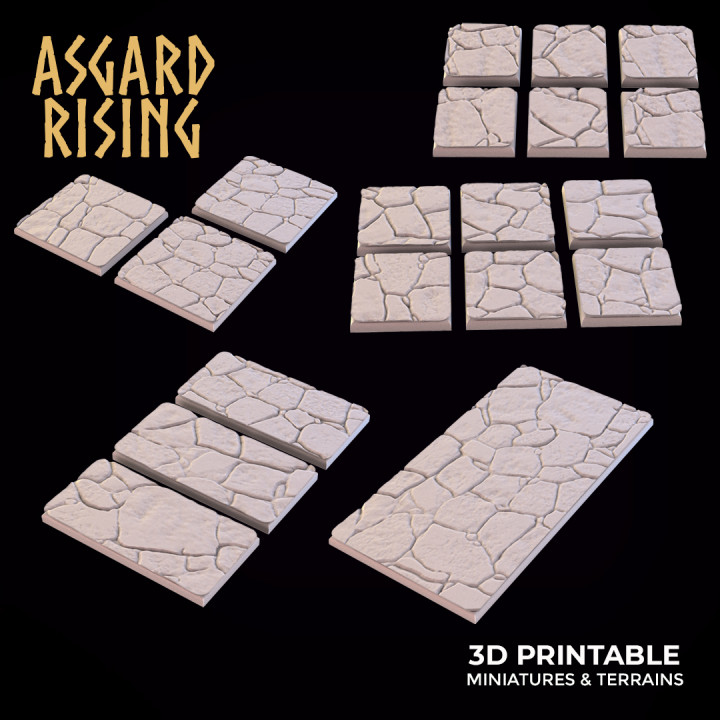 3D Printable Stone Floor - Set of Square & Rectangle Bases /Pre-supported/ by Asgard Rising ...