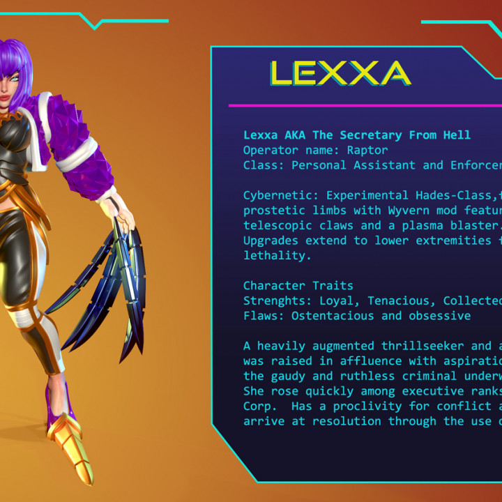 3D Printable Lexxa - Cyberpunk Executive/Executioner by Ronin Arts Workshop