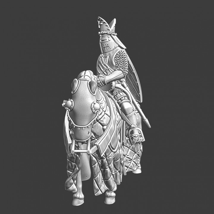 3D Printable Mounted medieval bishop in plate chainmail/armour by ...