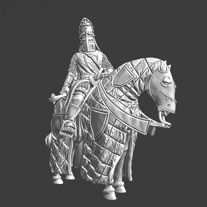 3D Printable Mounted medieval bishop in plate chainmail/armour by ...
