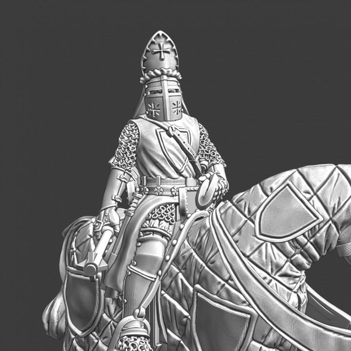 3D Printable Mounted medieval bishop in plate chainmail/armour by ...