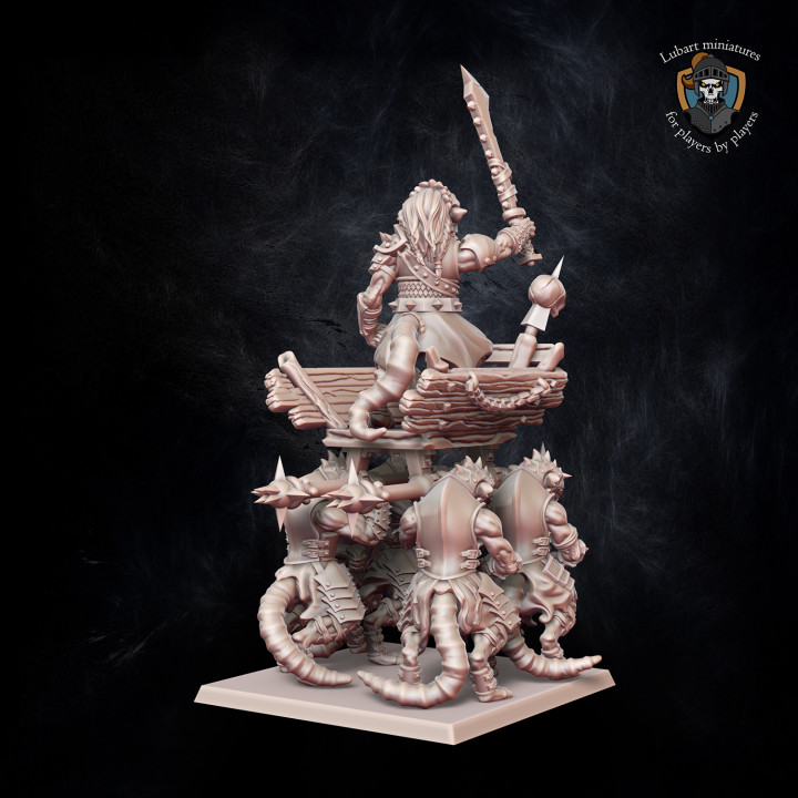 3D Printable Tyrant on Vermin Guard Litter by Lubart Miniatures