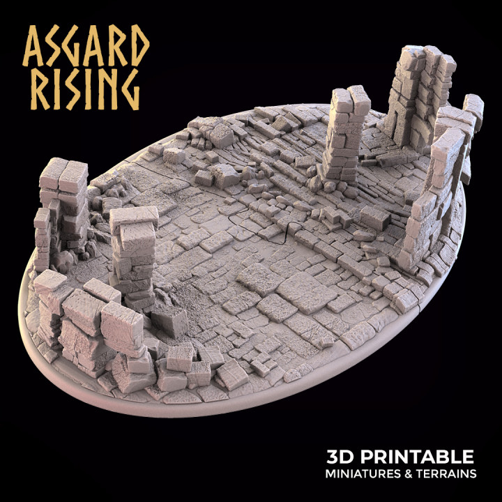 3D Printable RUINS Oval Base 170x109mm - PRESUPPORTED by Asgard Rising ...