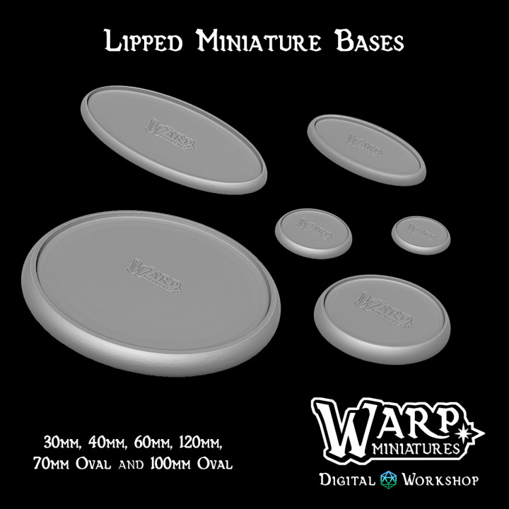 3D Printable Lipped Miniature Bases by Warp Miniatures