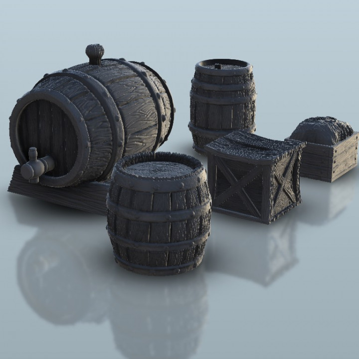 3D Printable Set of barrels - Medieval scenery terrain wargame by ...