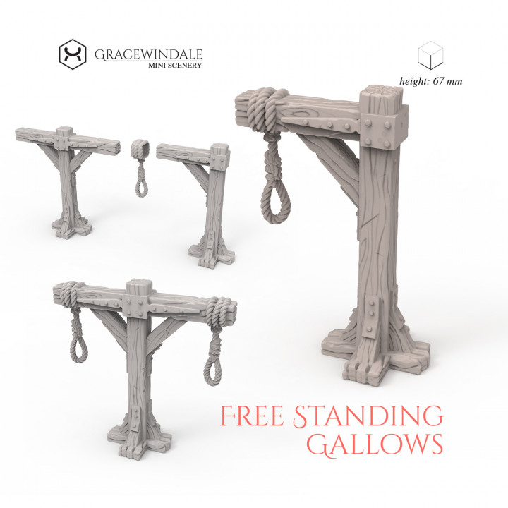 3D Printable Set of Gallows by Gracewindale Mini Scenery