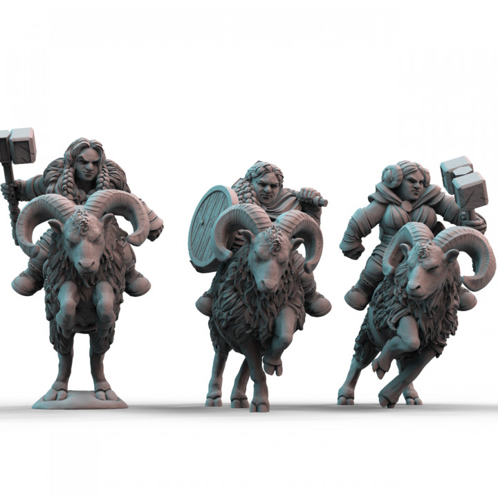3D Printable Mini Encounter - Dwarf Ram Riders (pre-supported) by Blue ...