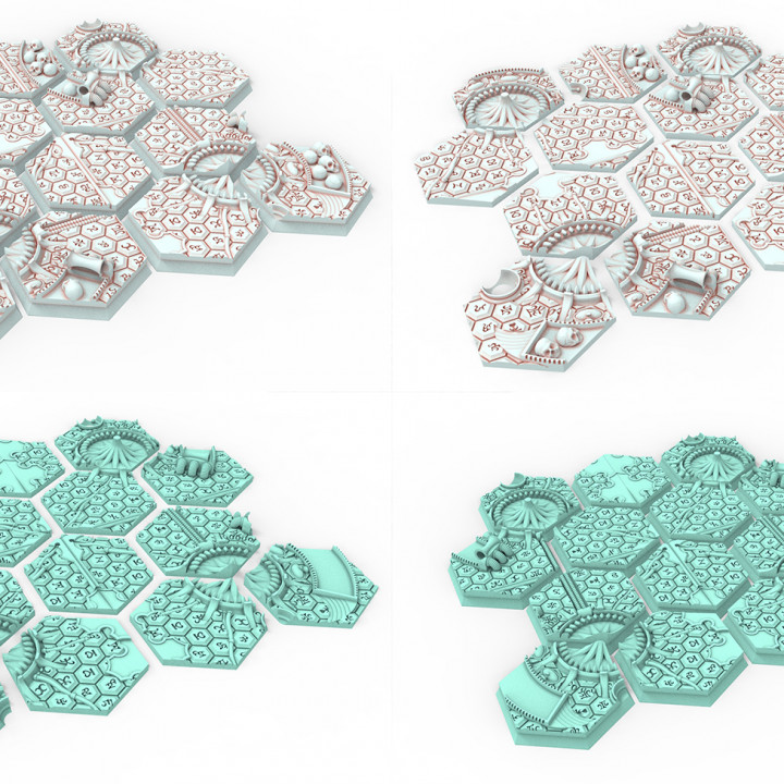 3D Printable Dark city - 90 Hexagonal bases for wargame set 1-5 by ...