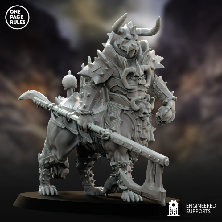 3D Printable Ndwari Centaur Boss - Beastmen by One Page Rules
