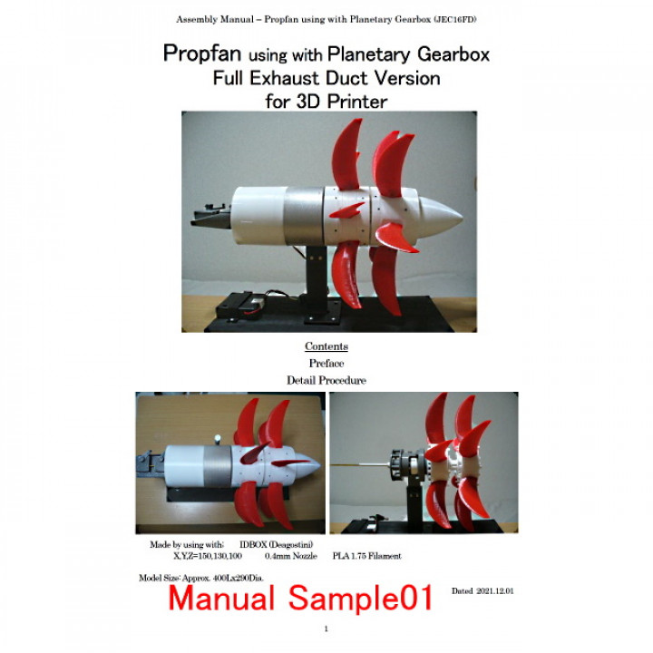 3D Printable Propfan, Planetary Gear type, Pitch Changeable, Full ...