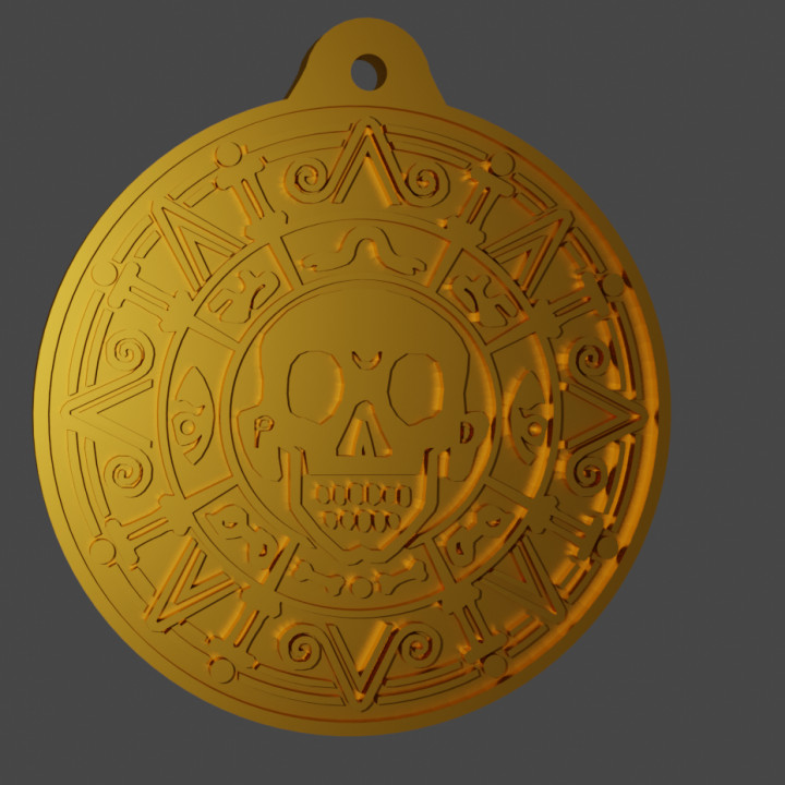 3D Printable Pirates of the Caribbean Aztec coin keychain by Luis Garcia