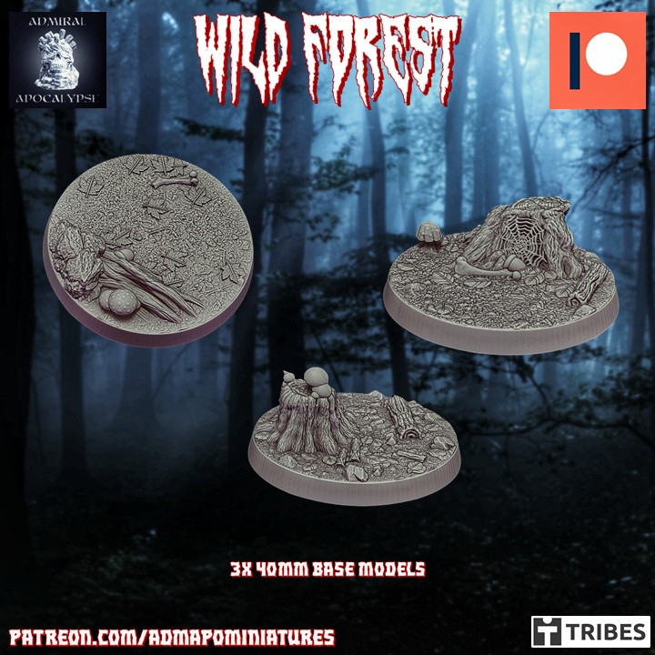3D Printable Wild Forest Set 40mm/~1.5" Set (3 pre-supported miniature ...