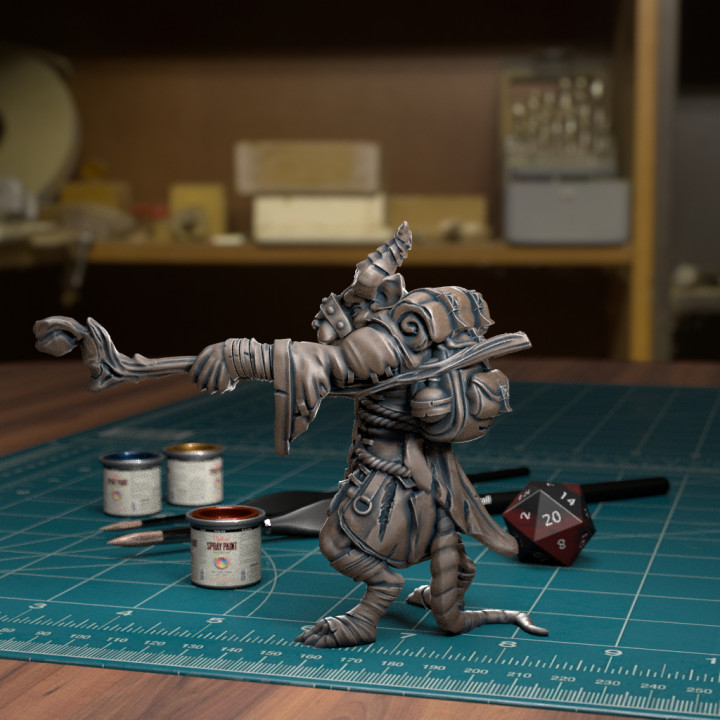 3D Printable Rat Mage [Pre-Supported] by TytanTroll Miniatures