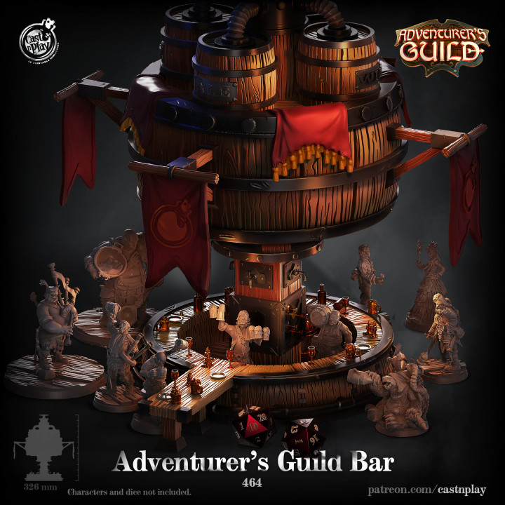 3D Printable Adventurer's Guild Bar (Pre-Supported) by Cast n Play