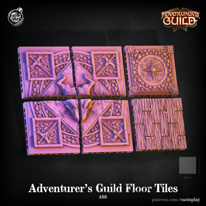 3D Printable Adventurer's Guild Floor Tiles (Pre-Supported) by Cast n Play