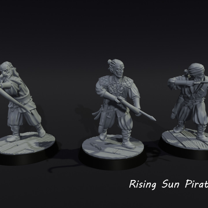 3D Printable Rising Sun Pirate Archers by Medbury Miniatures