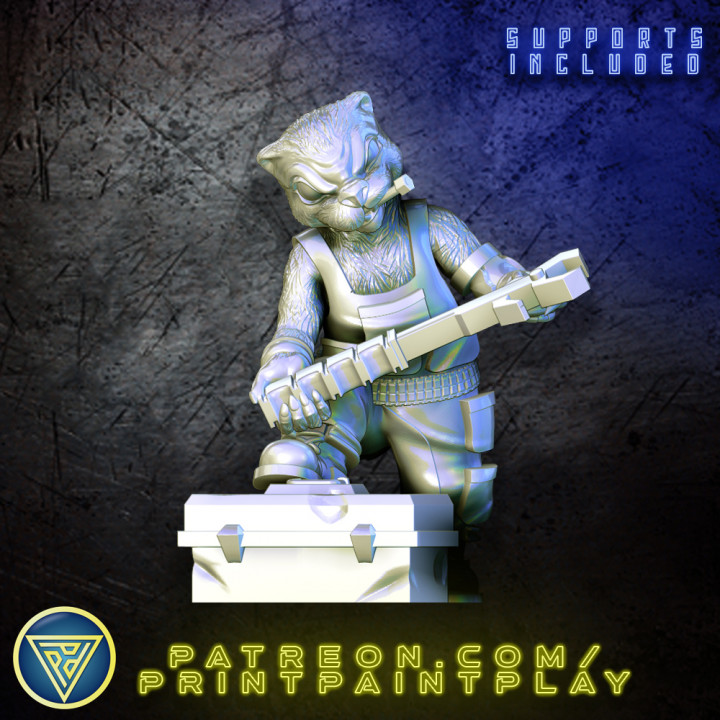 3D Printable Otter Alien Mechanic by Print Paint Play