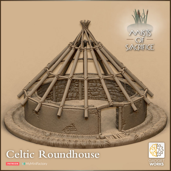 3D Printable 2 Celtic Roundhouses by Gadgetworks