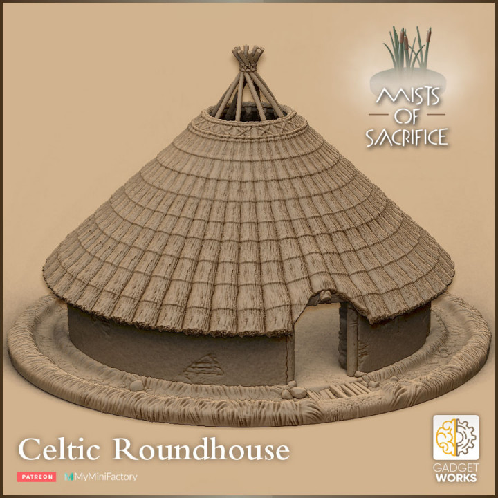 3D Printable 2 Celtic Roundhouses by Gadgetworks