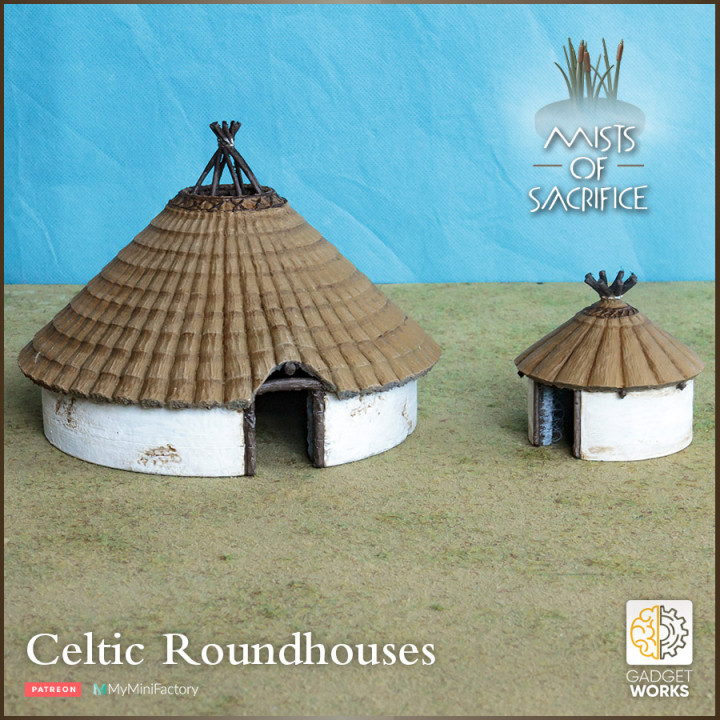 3D Printable 2 Celtic Roundhouses by Gadgetworks