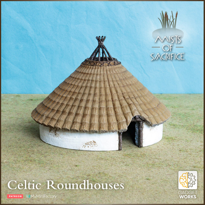3D Printable 2 Celtic Roundhouses by Gadgetworks