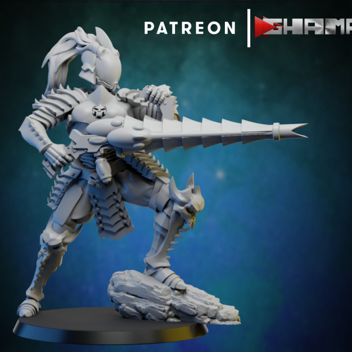 3D Printable Futuristic space dark elves cabal 3 support ready by Ghamak