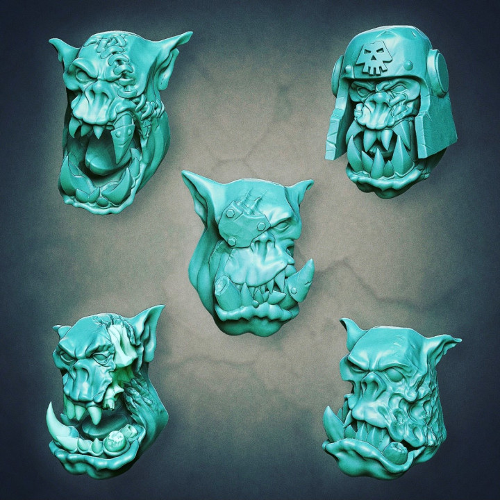 3D Printable MrModulork's Scar Orc Heads - Set B by MrModulork