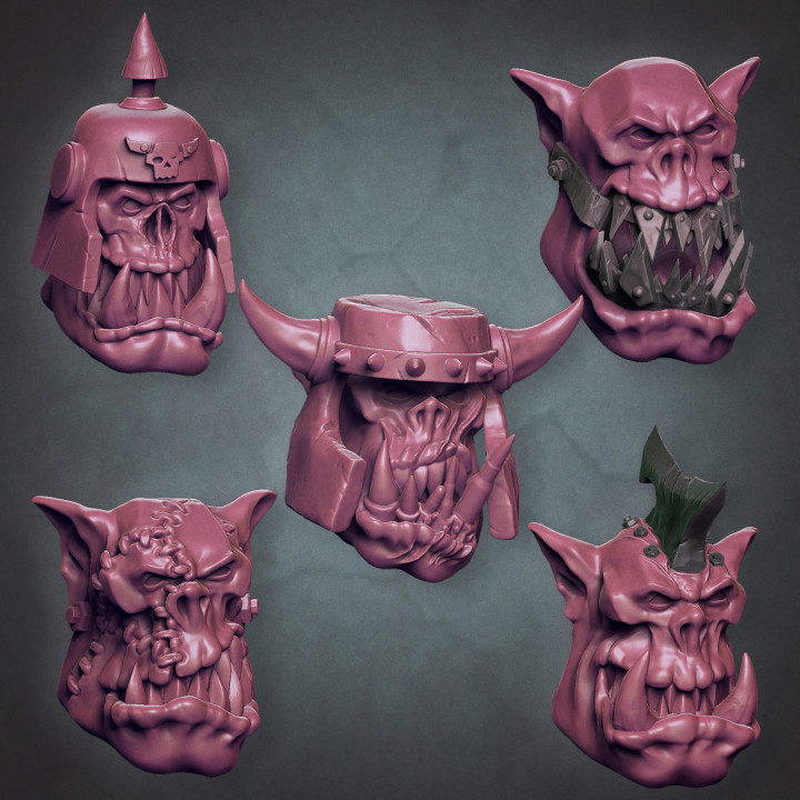 3D Printable MrModulork's Scar Orc Heads - Set C by MrModulork