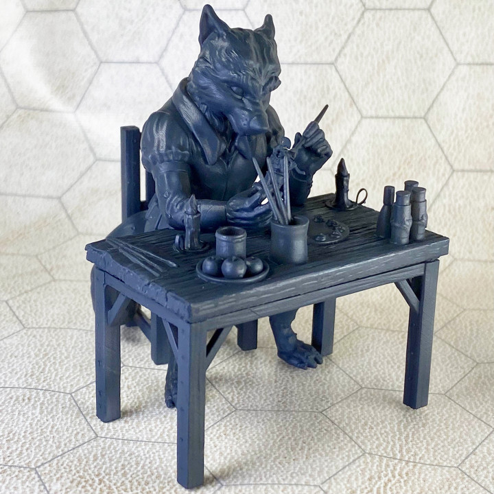 3D Printable (Pre-supported) Wolf Folk Painter by Naga Minis