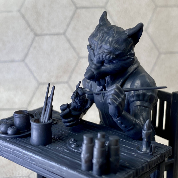 3D Printable (Pre-supported) Wolf Folk Painter by Naga Minis