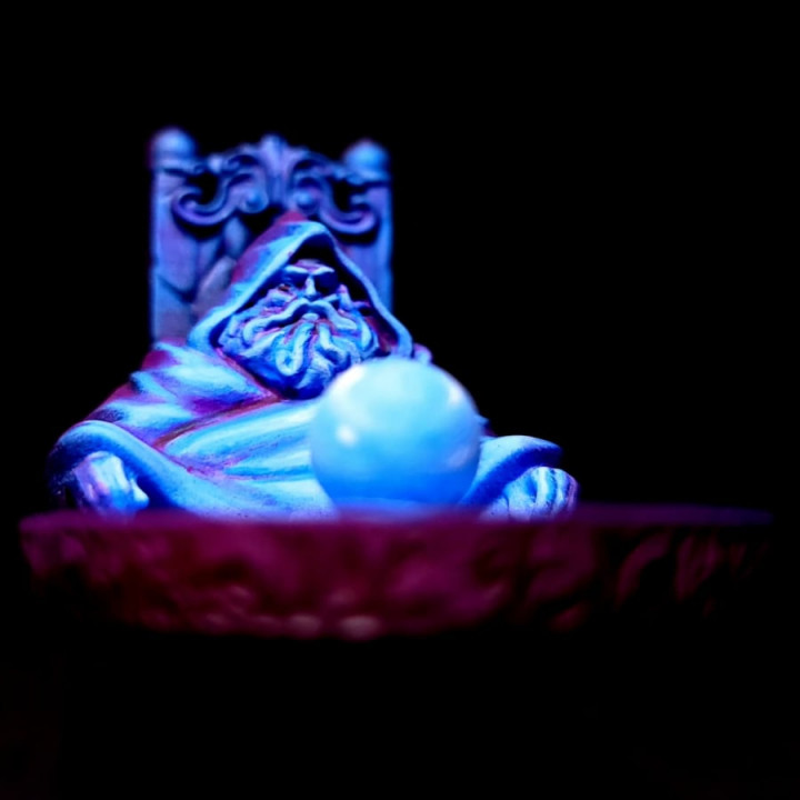3D Print of Orb Pondering Wizard by GravePaints