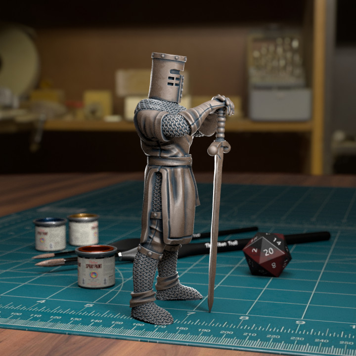 3D Printable Black Knight Pose 01 [Pre-Supported] by TytanTroll Miniatures