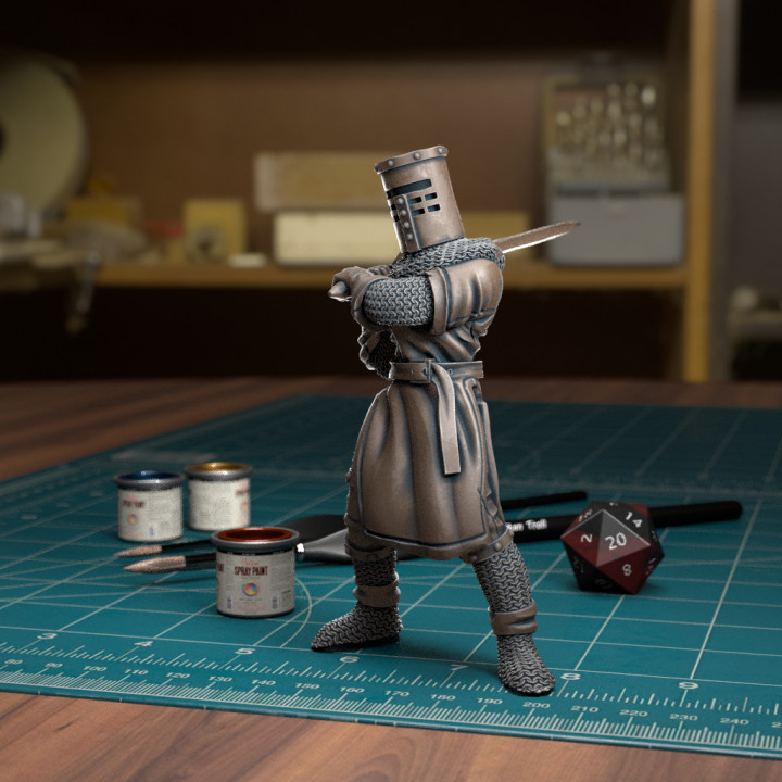 3D Printable Black Knight Pose 02 [Pre-Supported] by TytanTroll Miniatures