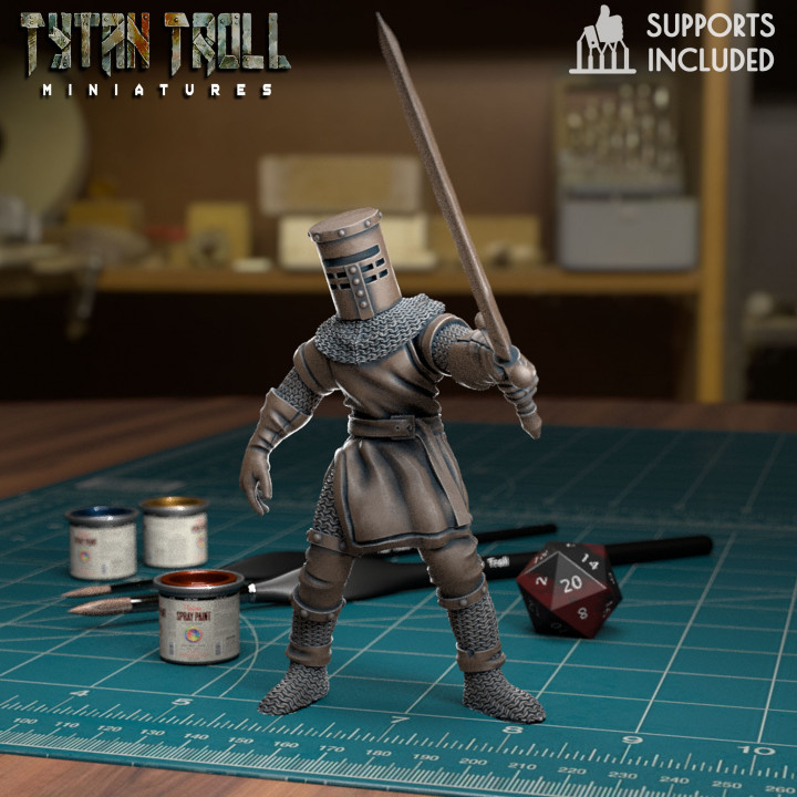 3D Printable Black Knight Pose 03 [Pre-Supported] by TytanTroll Miniatures