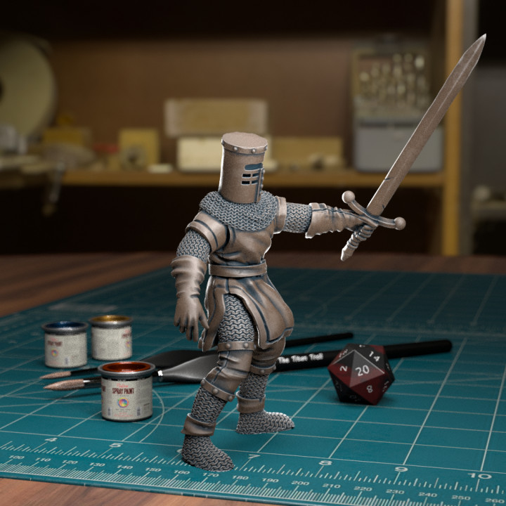 3D Printable Black Knight Pose 03 [Pre-Supported] by TytanTroll Miniatures