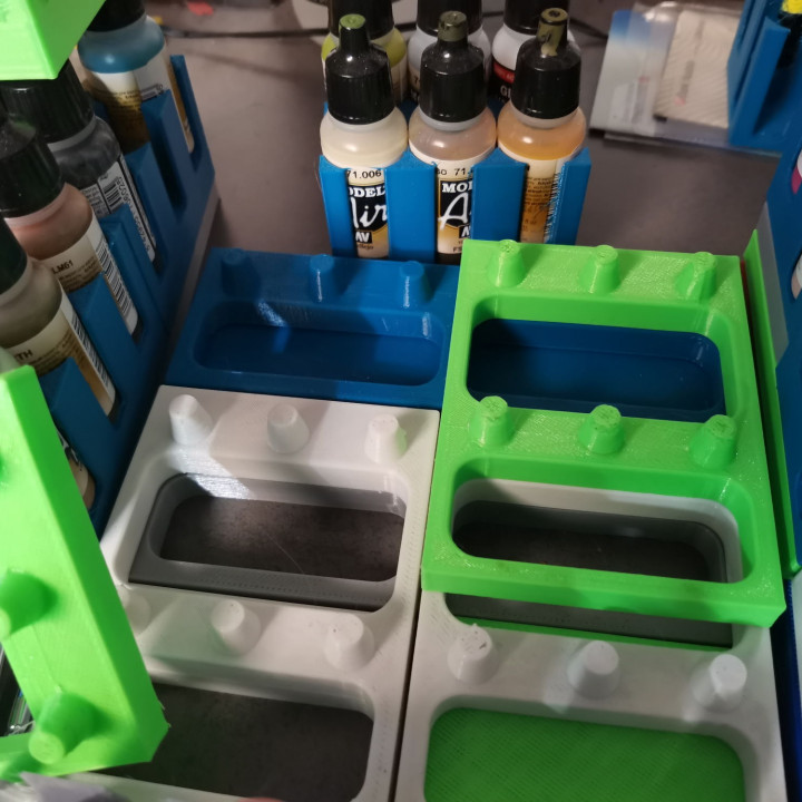 3D Printable Modular Bottle Rack for Vallejo/ArmyPainter by Jürgen