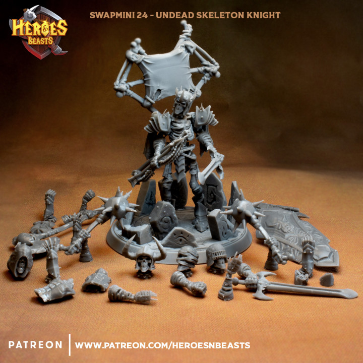 3D Printable Swapmini 24 - UNDEAD SKELETON KNIGHT by Heroes and Beasts