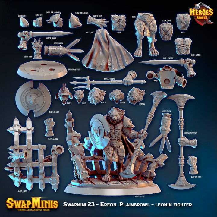 3D Printable Swapmini 23 - EREON PLAINBROWL - LEONIN FIGHTER by Heroes ...