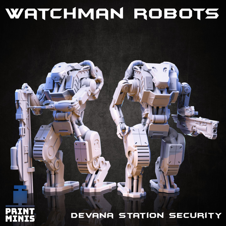 3D Printable The Watchman Robots - In Orbit Collection by Print Minis