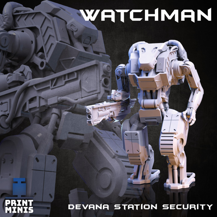 3D Printable The Watchman Robots - In Orbit Collection by Print Minis