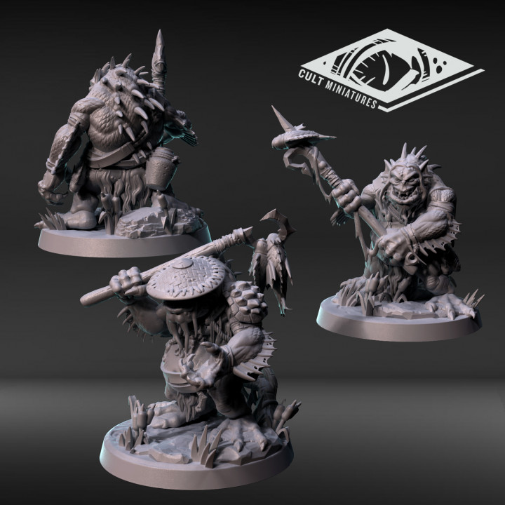 3D Printable Swamp Troll Regiment by Cult Miniatures