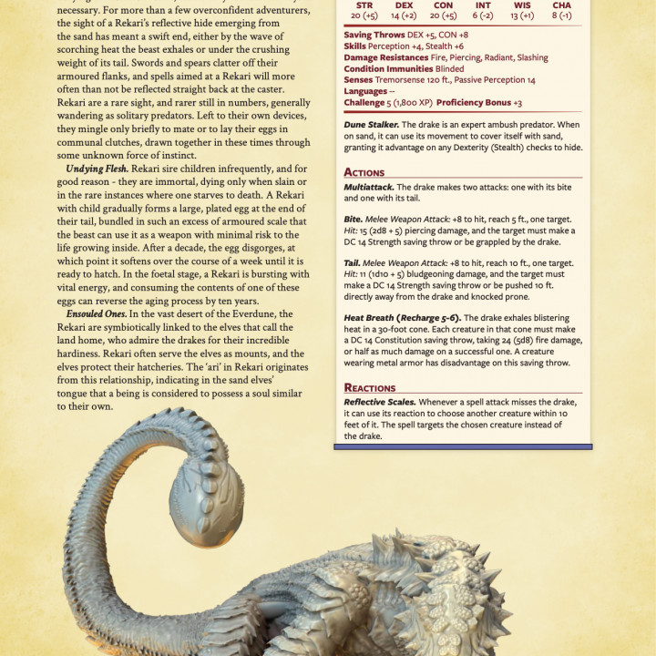 3D Printable Rekari Sand Drake by Mammoth Factory